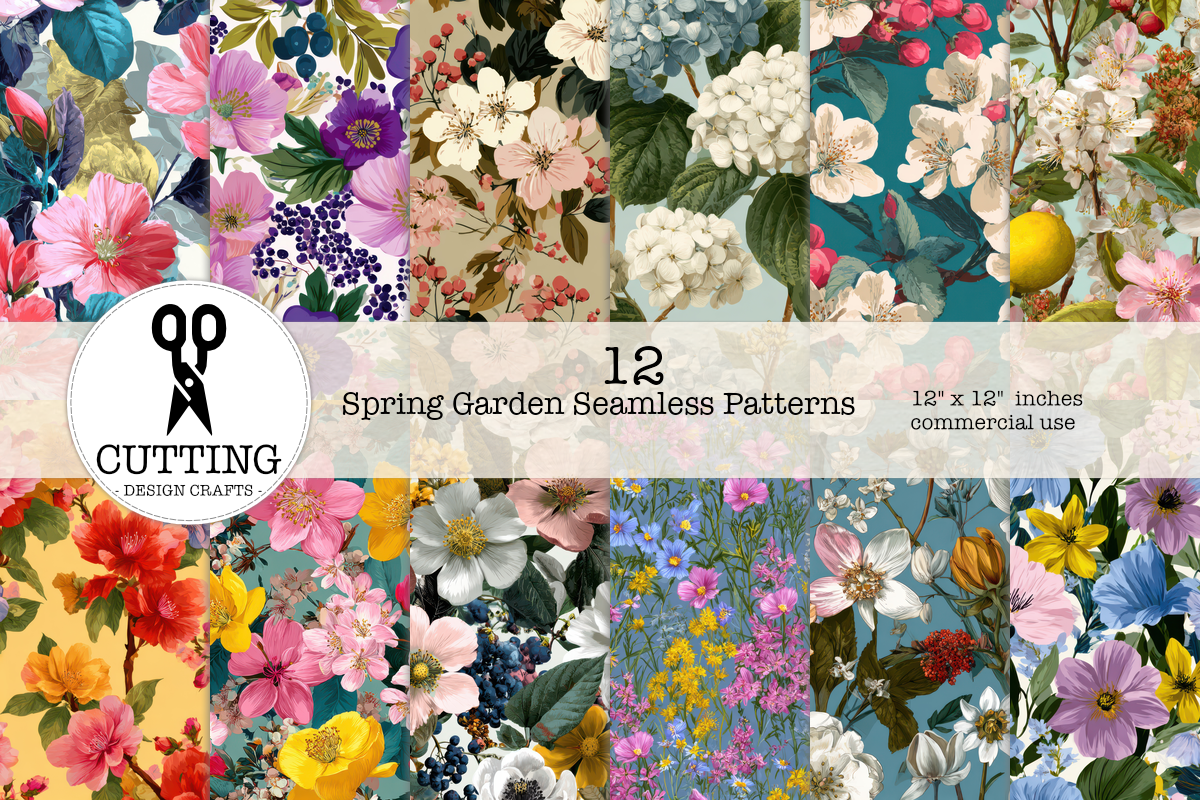 Spring Garden Seamless Patterns Graphic by CUTTING DESIGNCrafts ...