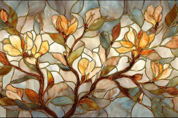 Stained Glass Golden Floral Pattern Graphic by TheDesignerDesigne ...