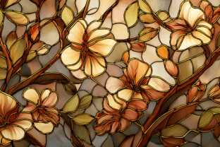 Stained Glass Golden Floral Pattern Graphic by TheDesignerDesigne ...