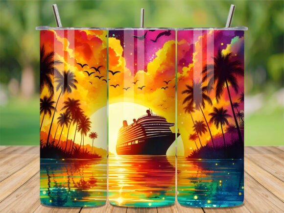Neon Neon Beach Cruise Ship Tumbler Wrap Graphic by Art Zone · Creative ...