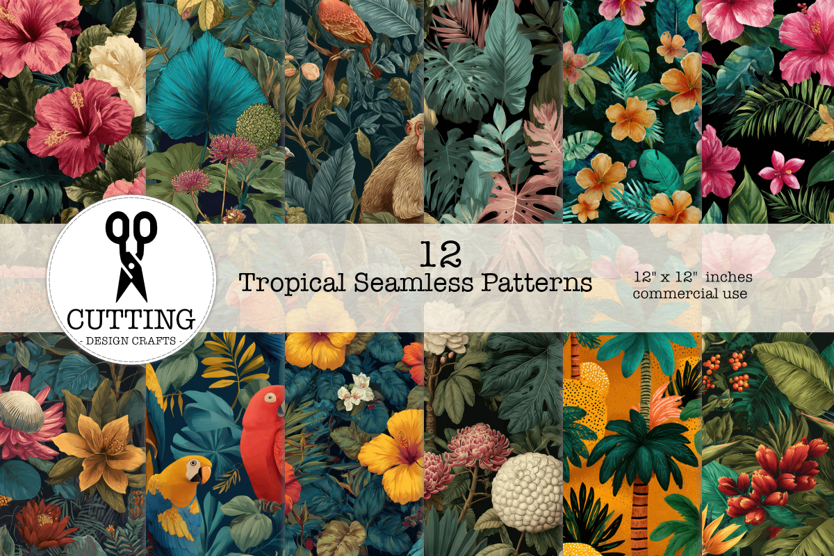 Tropical Seamless Patterns Set Graphic by CUTTING DESIGNCrafts ...