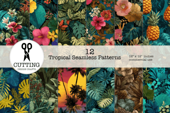 Vibrant Tropical Seamless Patterns Graphic by CUTTING DESIGNCrafts ...