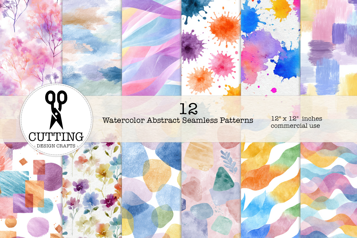 Watercolor Abstract Patterns Set Graphic by CUTTING DESIGNCrafts ...