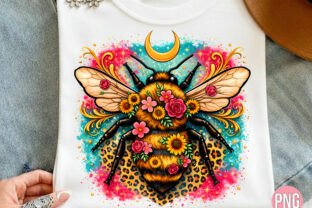 Whimsical Bee Flower Crescent Moon PNG Graphic by The Black Cat ...