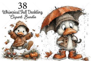 Whimsical Fall Duckling Clipart Bundle Graphic by Lazy Panda · Creative ...