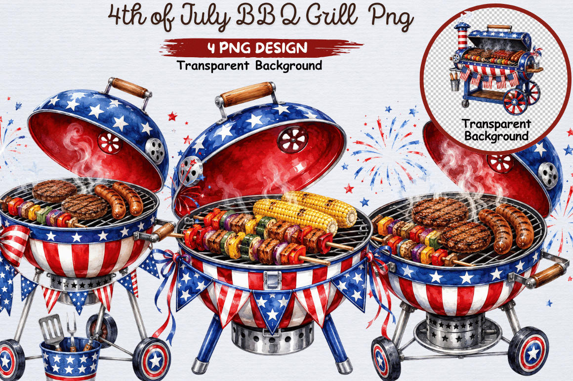 4th of July BBQ Grill Party PNG Clipart, Graphic by Craftoria ...