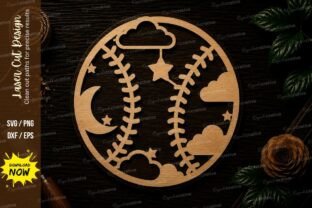 Baseball Moon Stars Circle Laser Cut SVG · Creative Fabrica