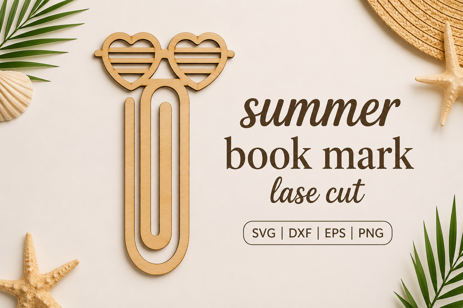 Beach Sunglasses Bookmark SVG Laser Cut · Creative Fabrica
