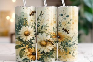 Bee Sunflower Daisy Floral Tumbler Wrap Graphic by RahatKDP · Creative ...