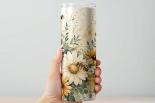 Bee Sunflower Daisy Floral Tumbler Wrap Graphic by RahatKDP · Creative ...