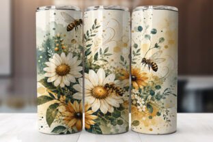 Bee Sunflower Daisy Floral Tumbler Wrap Graphic by RahatKDP · Creative ...
