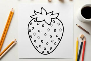 Black and White Strawberry Coloring Page Graphic by sctchcreations ...
