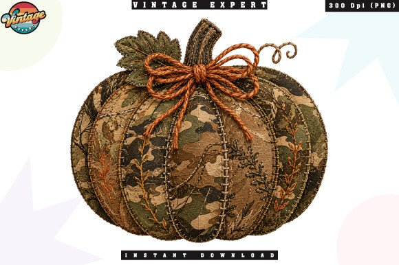 Camouflage Pumpkin Autumn Harvest PNG Graphic by Vintage Expert ...