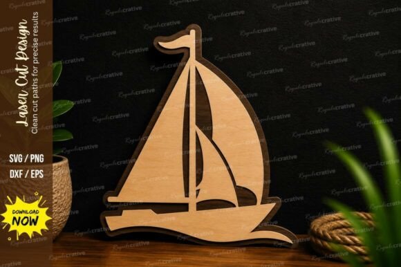 Classic Sailboat Ocean Decor Laser Cut · Creative Fabrica