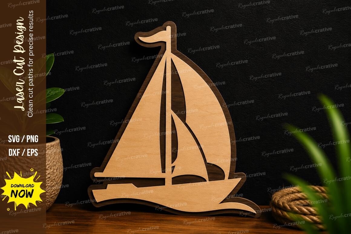 Classic Sailboat Ocean Decor Laser Cut · Creative Fabrica