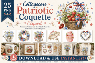 Cottagecore Patriotic Coquette Clipart Graphic by Hamees Store ...