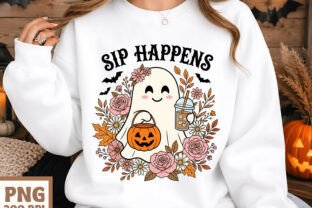 Cute Ghost Coffee Halloween PNG Graphic by HR Studio · Creative Fabrica