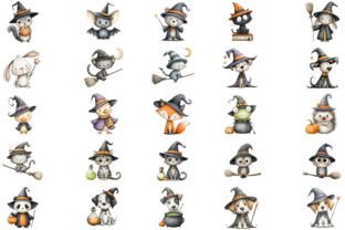 Cute Witch Animal Clipart Bundle Graphic by Artoya · Creative Fabrica