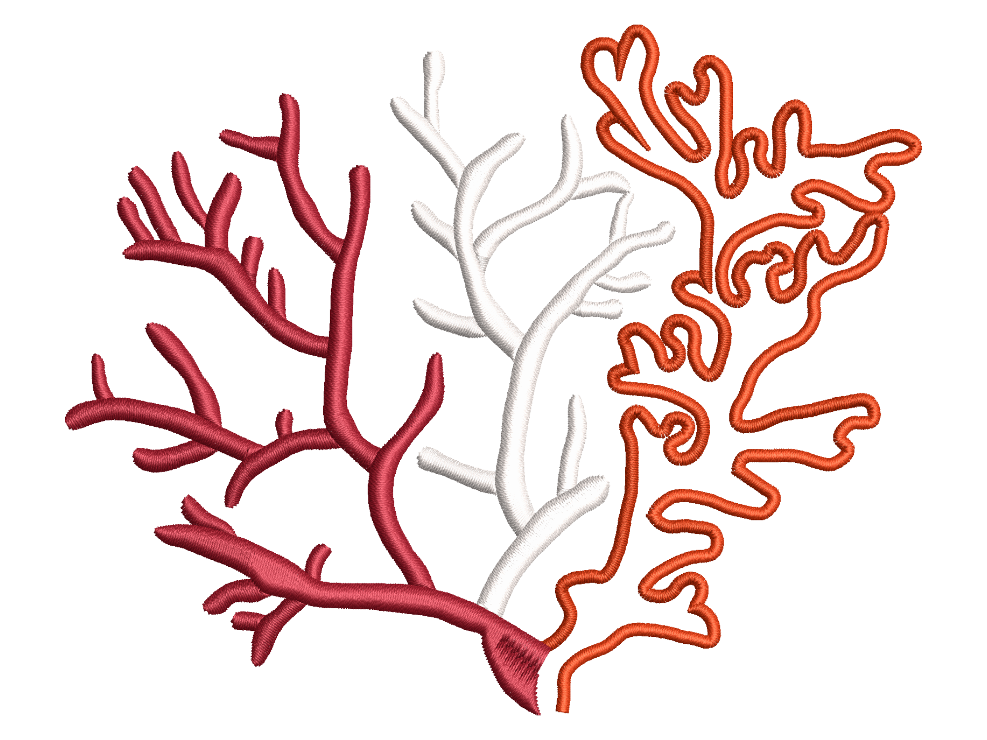 Decorative Red Reef Coral Machine Embroi · Creative Fabrica
