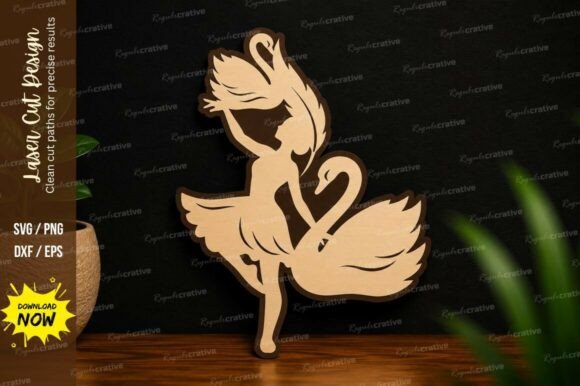 Elegant Swan Silhouette Laser Cut SVG · Creative Fabrica