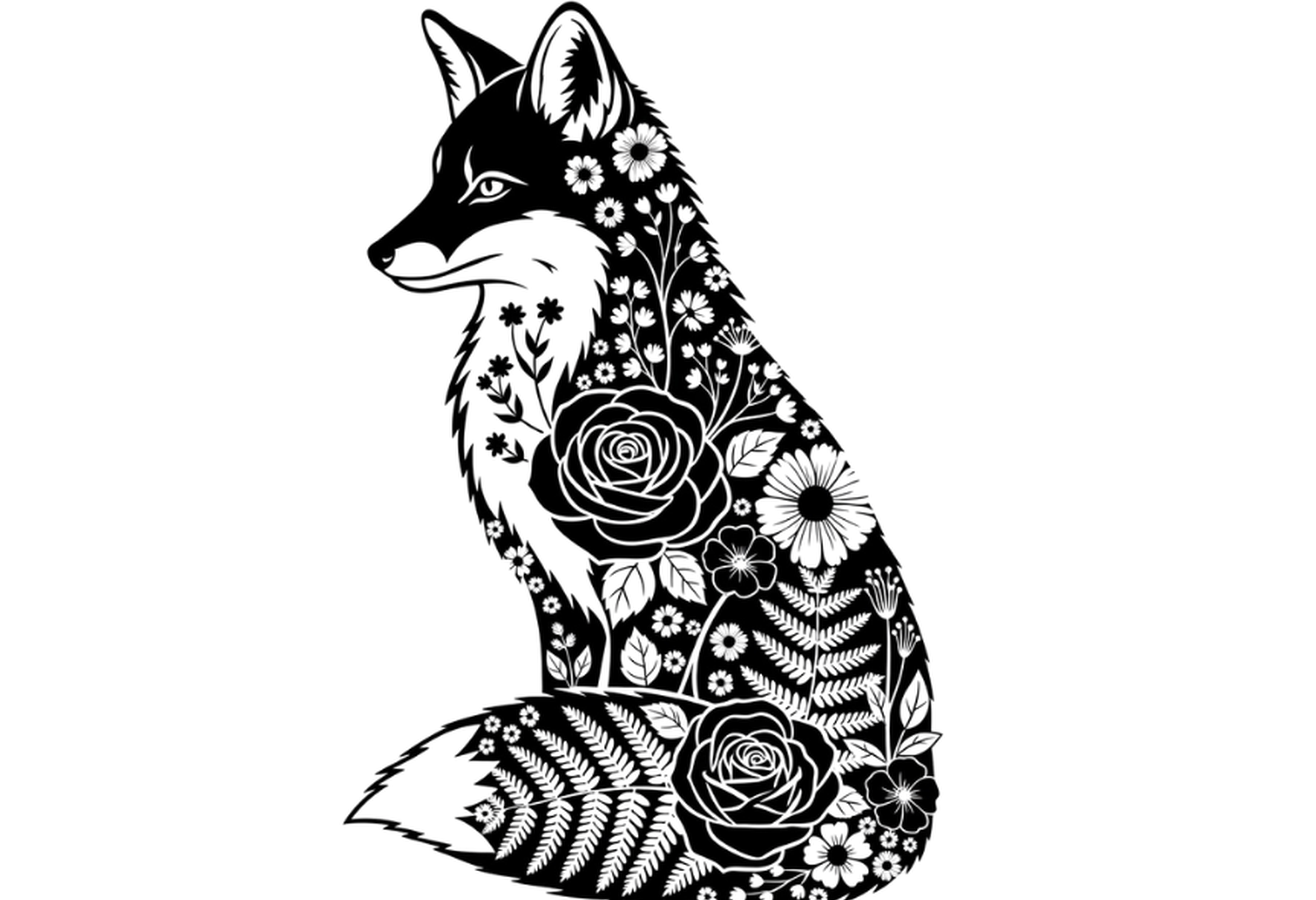 Floral Fox Silhouette SVG Cut File Graphic by soikotcbd · Creative Fabrica