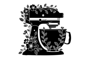 Floral Stand Mixer SVG Black Floral Graphic by soikotcbd · Creative Fabrica