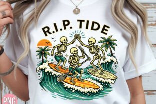 Funny RIP Tide Skeleton Surfing PNG Graphic by Moon Digital · Creative ...