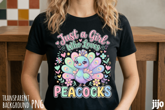 Girl Loves Peacocks Pastel PNG Graphic by jijopero · Creative Fabrica
