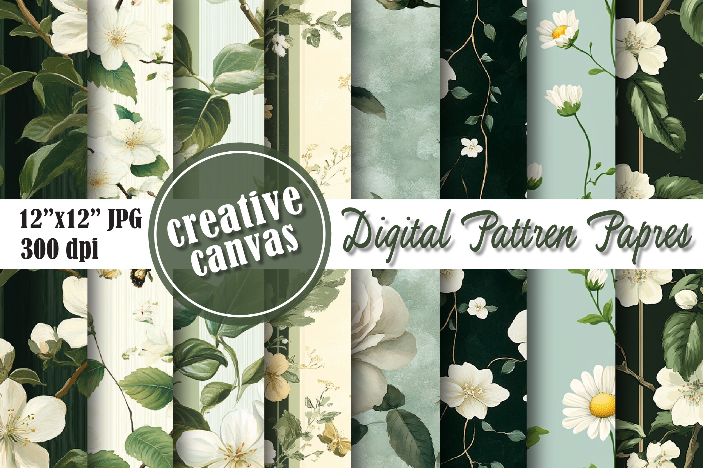 Green Vintage Floral Seamless Pattern Graphic by Creative Canvas ...