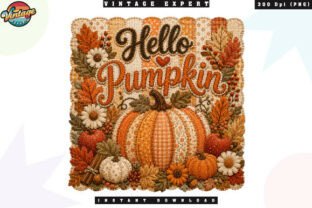 Hello Autumn Pumpkin Patchwork PNG Graphic by Vintage Expert · Creative ...