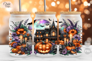 Helloween 16oz Glass Can Wrap PNG Graphic by iStyleMagic · Creative Fabrica