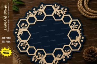 Honeycomb Floral Round Frame Laser Cut · Creative Fabrica