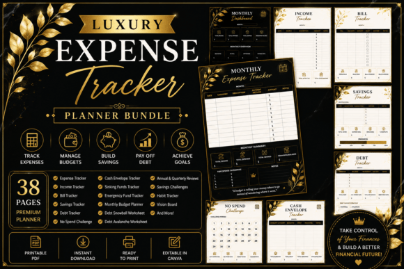 Luxury Expense Tracker Planner Graphic by Azhir · Creative Fabrica