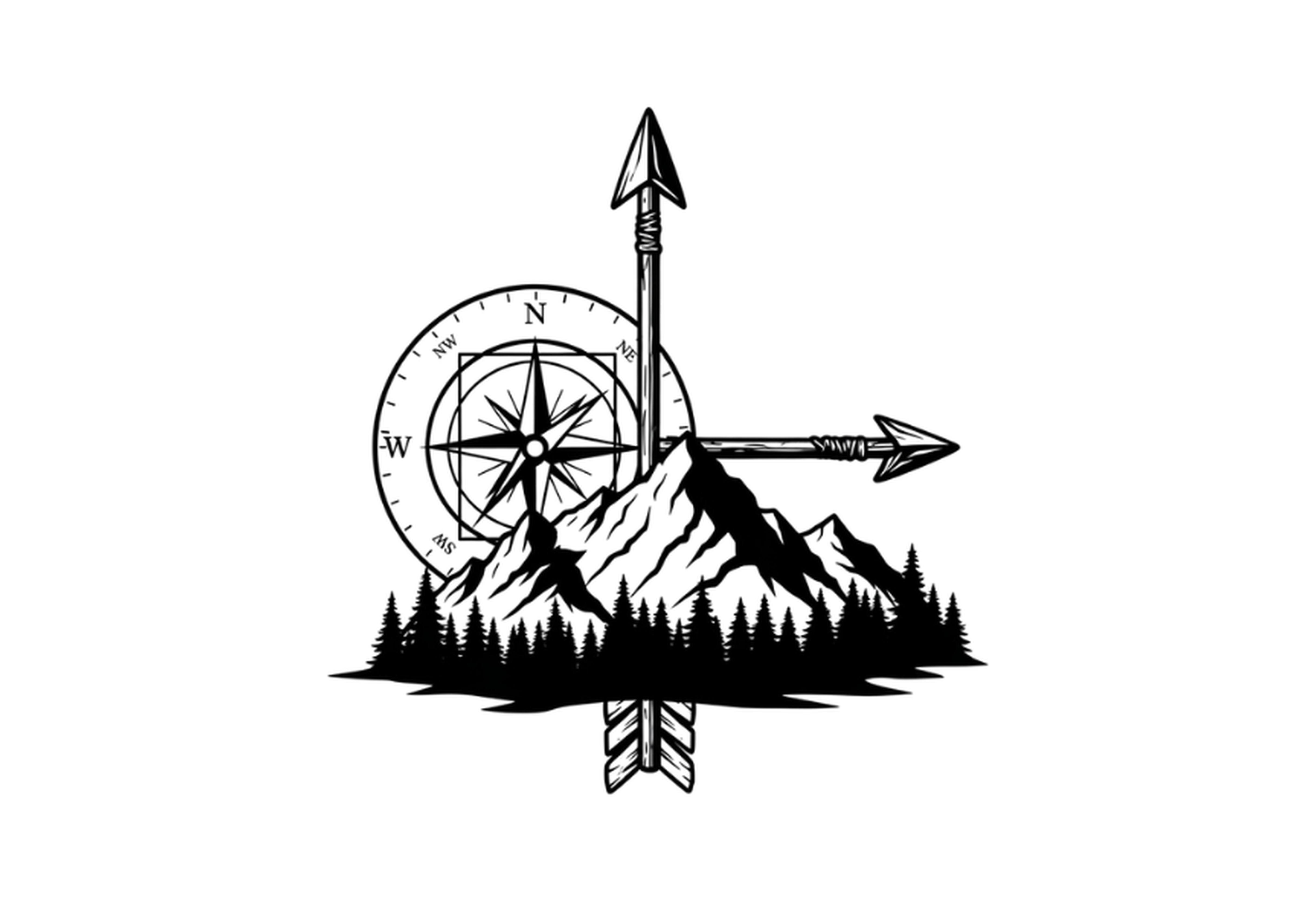 Mountain Compass Arrow Adventure SVG Graphic by soikotcbd · Creative ...