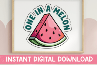 One in a Melon Watermelon Pun Graphic by October Second · Creative Fabrica