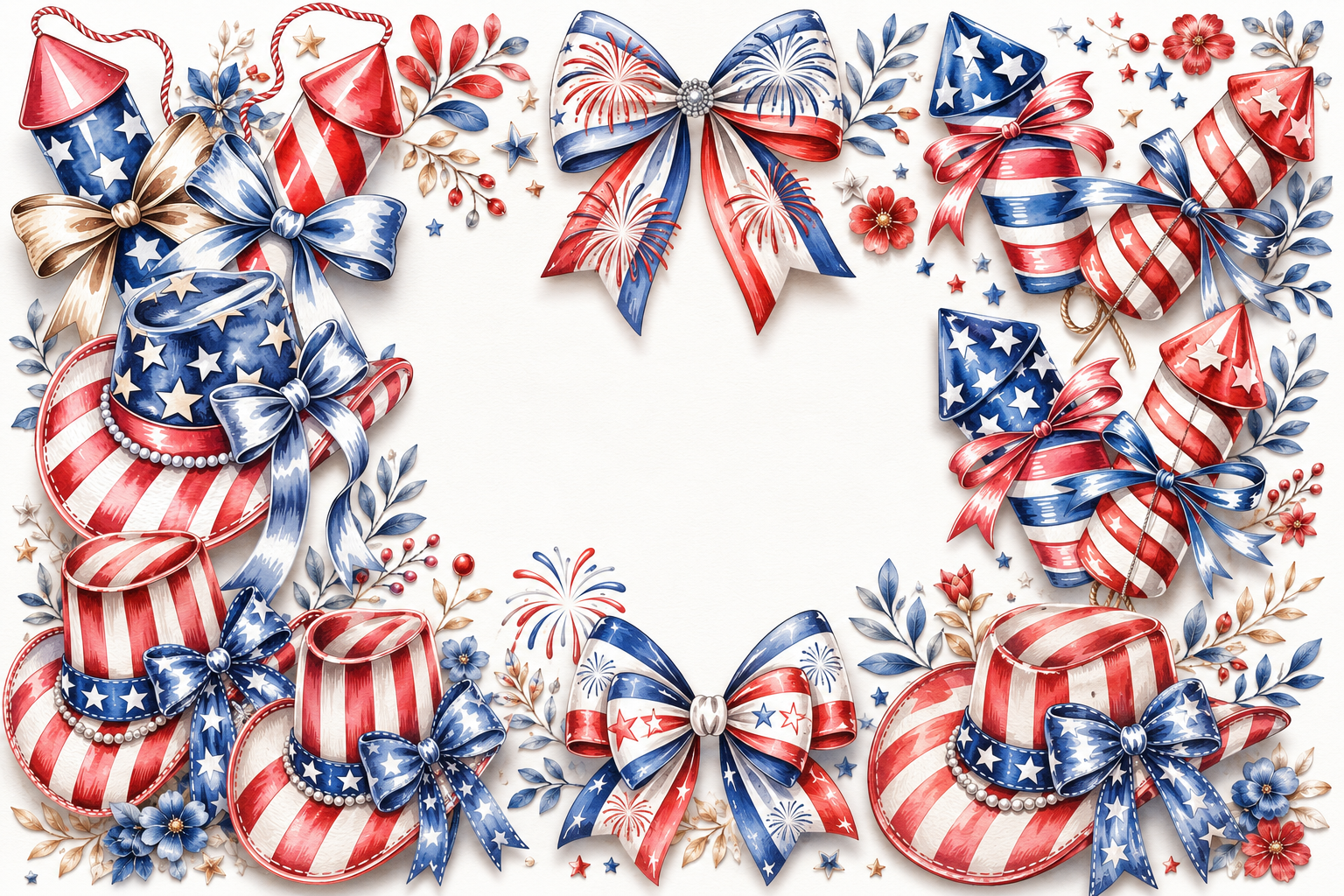 Patriotic Bows Watercolor Clipart Set Graphic by Creative Studio 55 ...