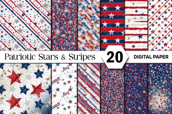 Patriotic Stars & Stripes Junk Journal Graphic by Design Studio 45 ...