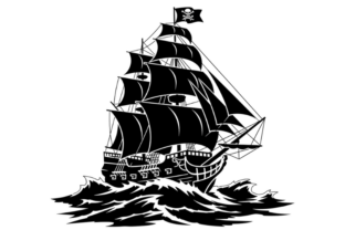 Pirate Ship Black Silhouette SVG Clipart Graphic by soikotcbd ...