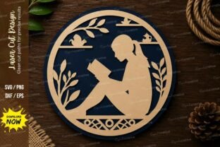 Reading Girl Silhouette Laser Cut SVG Fi · Creative Fabrica