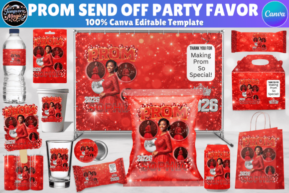 Red Prom Send off Party Favor Template Gráfico por Tempvora Magic ...