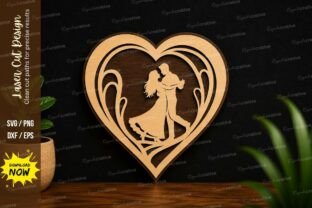 Romantic Couple Heart Frame Laser Cut SV · Creative Fabrica