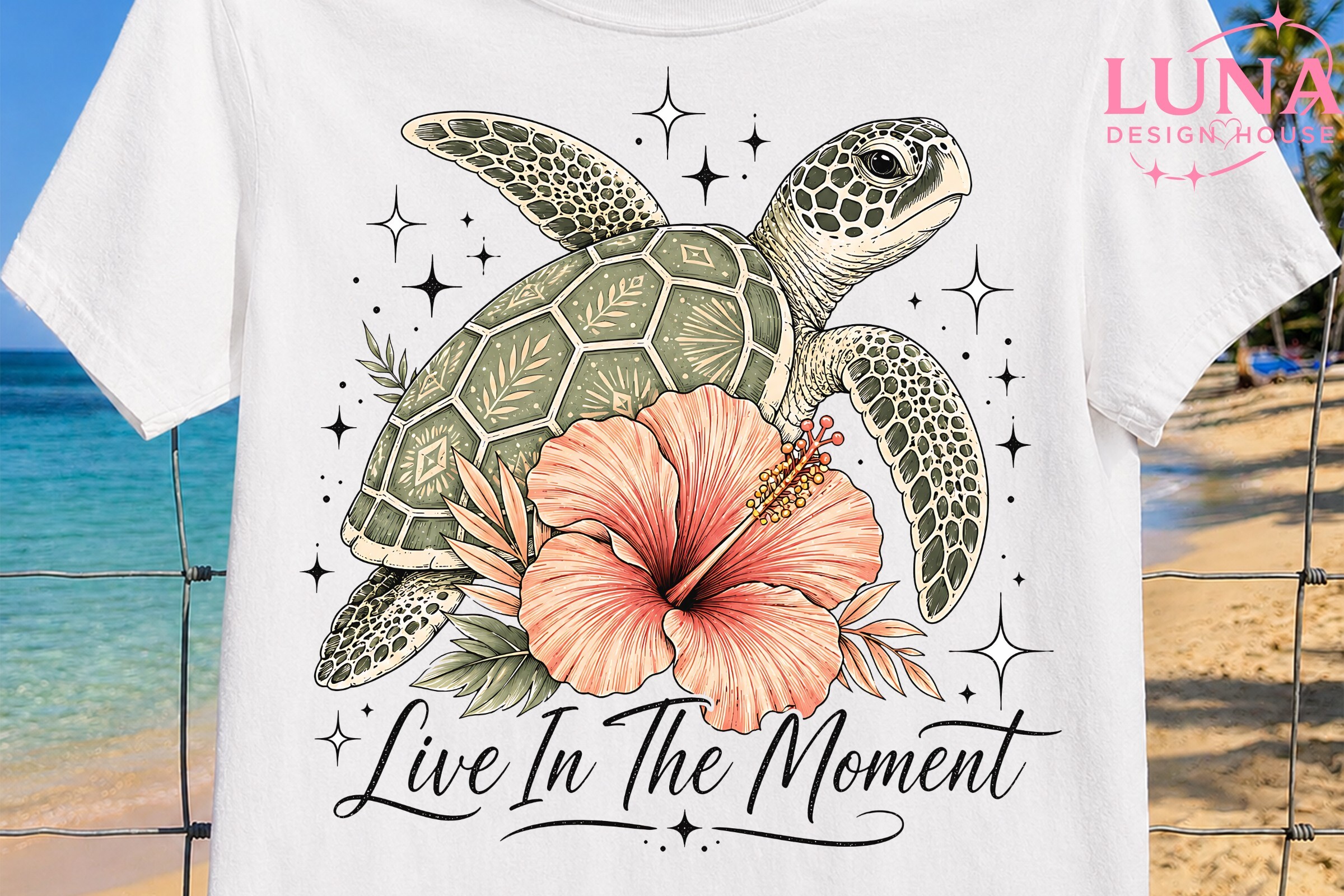 Sea Turtle Hibiscus Flower PNG Clipart Graphic by LunaDesignHouse ...