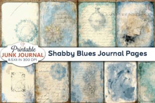 Shabby Blues Journal Pages Backgrounds Graphic by CozyPrint Studio Co ...