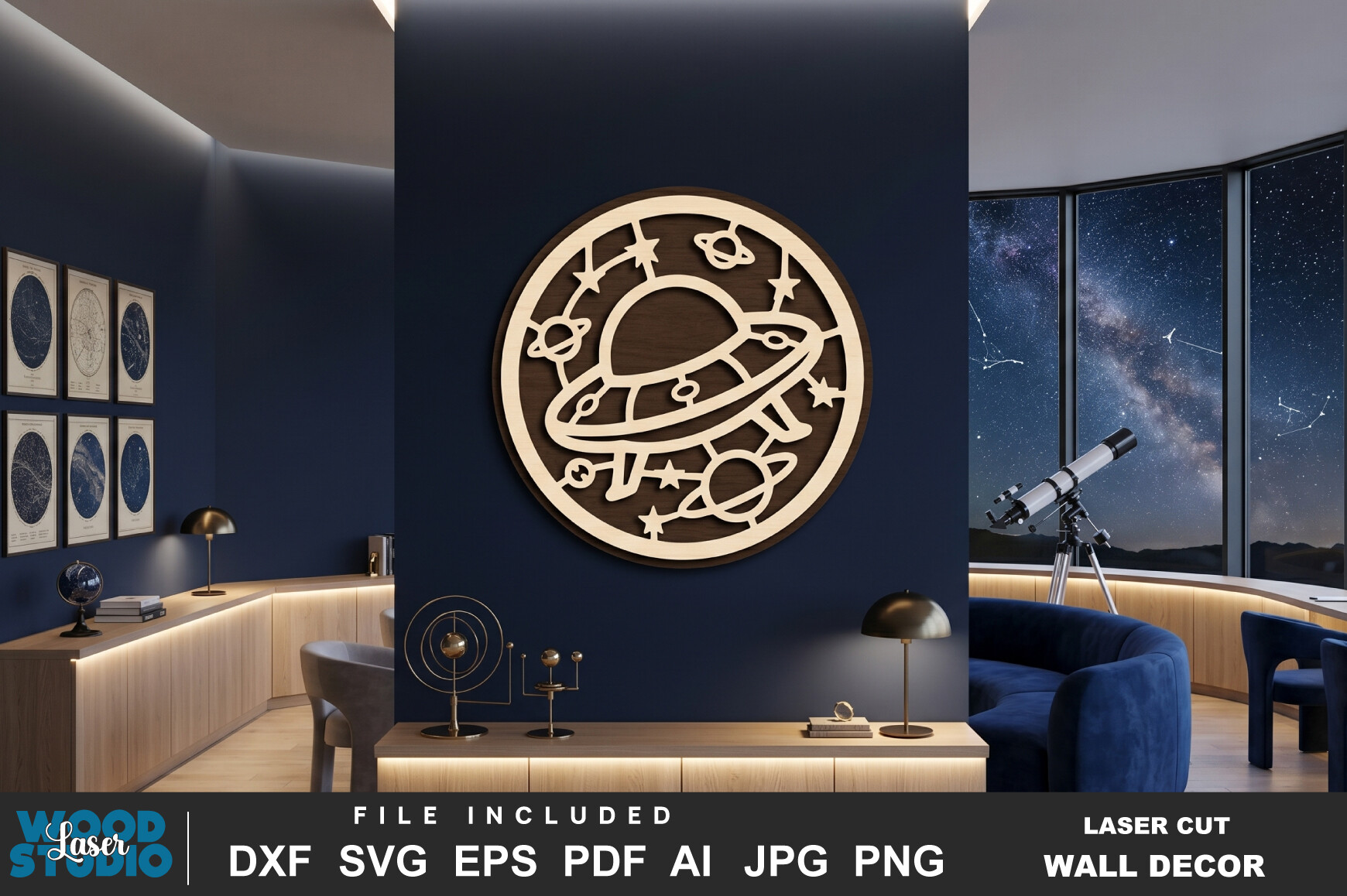 Space Adventure Wall Art Laser Cut SVG · Creative Fabrica