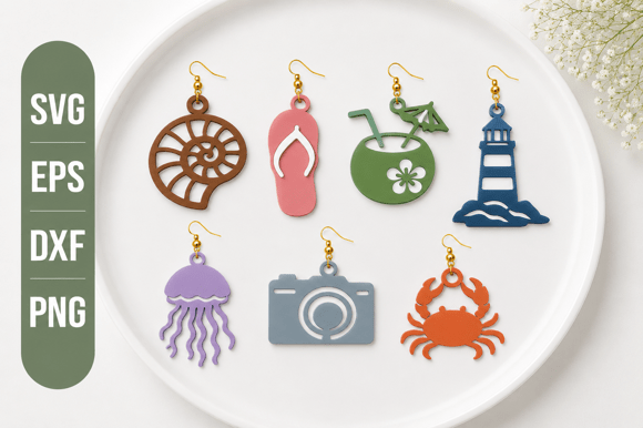 Summer Earrings SVG Laser Cut File · Creative Fabrica