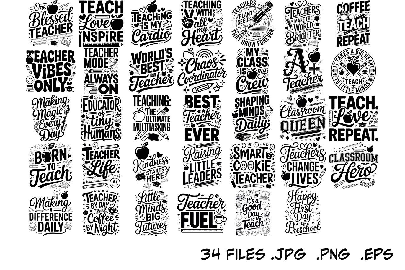 Teacher Quotes Clipart Set Graphic by Joanna Redesiuk · Creative Fabrica