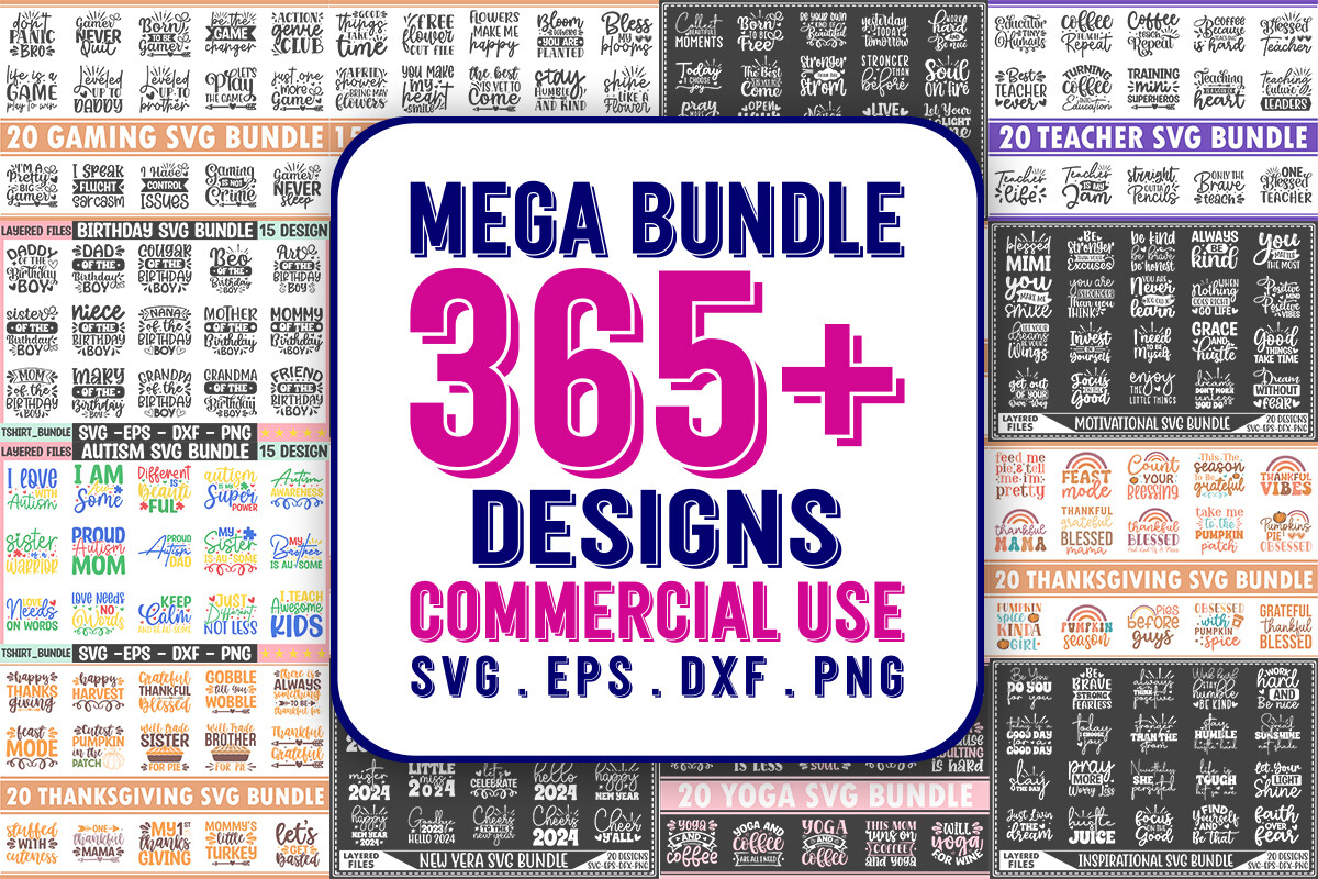 The Mega SVG Bundle 365+ Designs Graphic by Dixie Rose2004 · Creative ...