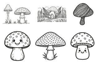 Whimsical Mushroom Garden Coloring Pages Graphic by DESIGN POWER ...