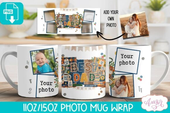 Best Dad Photo Mug PNG Template Graphic by Amorclipart · Creative Fabrica