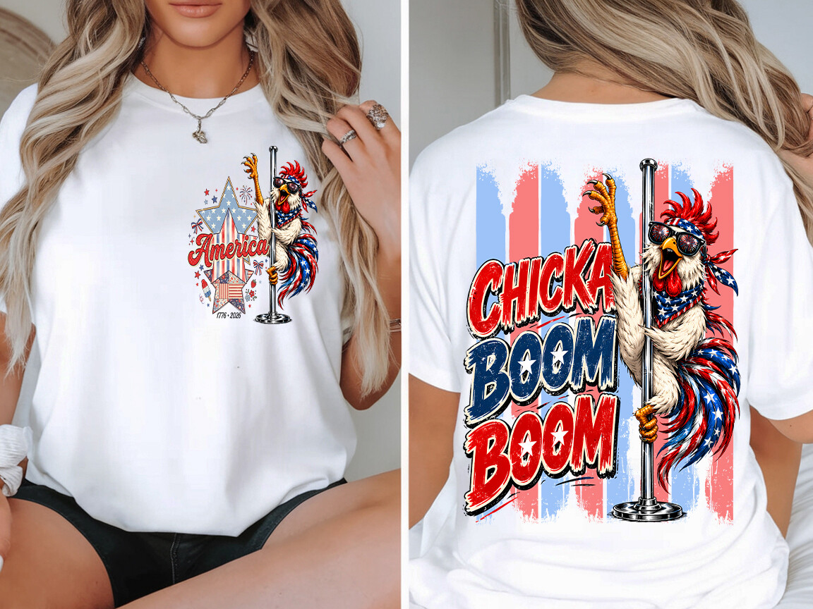 Chicka Boom Boom USA Chicken Shirt PNG Graphic by Razia Sultana ...